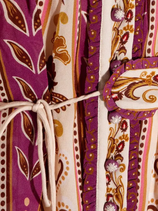 Farm Rio Viscose Mini Dress With Ethnic Pattern And Belt