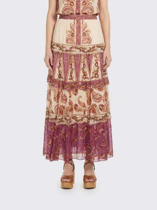 Farm Rio Viscose Midi Skirt With Liberty Print - Sand