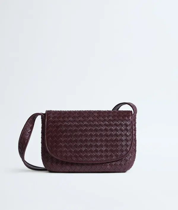 Bottega Veneta Intrecciato Nappa Flap Messenger Bag - Deep Mahogany