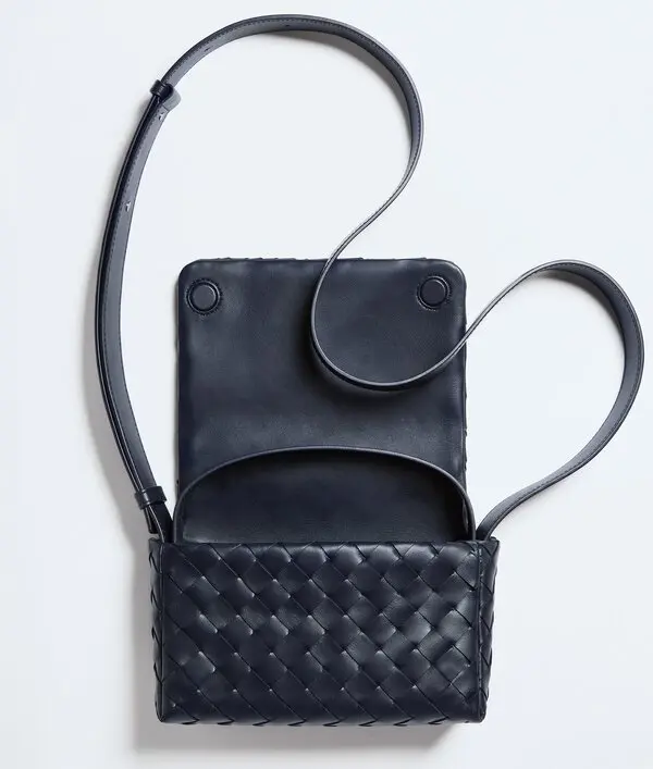 Bottega Veneta Intrecciato Mini Bag With Flap - Midnight