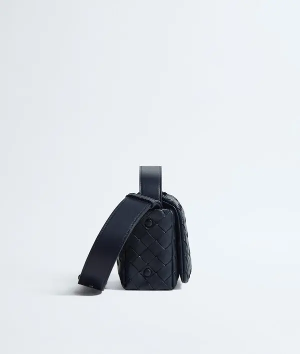 Bottega Veneta Intrecciato Mini Bag With Flap - Midnight