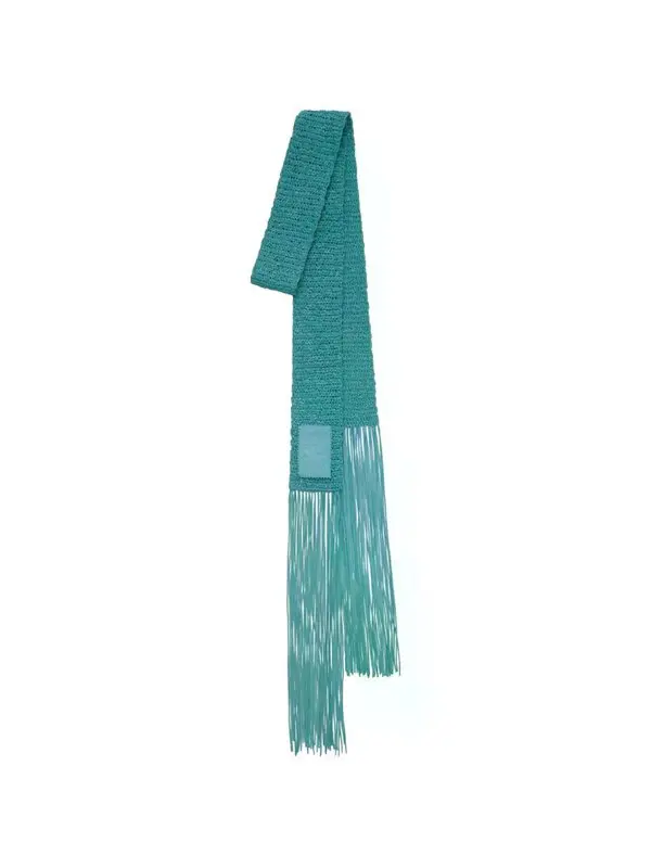 Burberry Skinny Crochet Leather Scarf - Blue