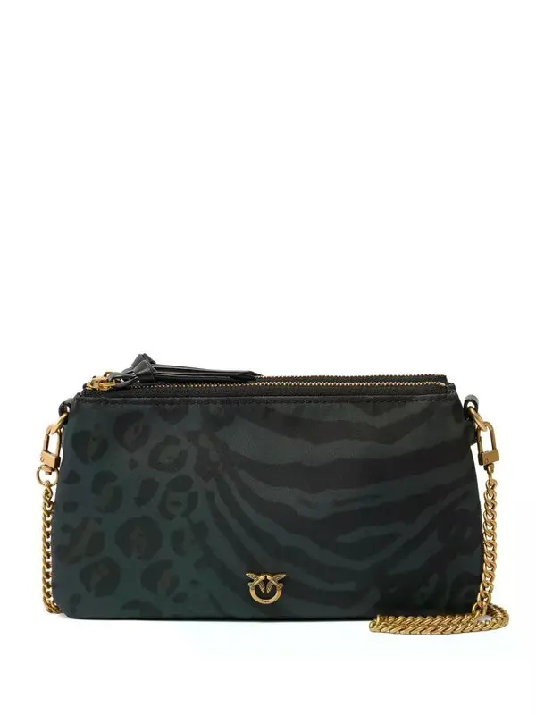 Pinko Animal-print Zip Clutch Bag - Black