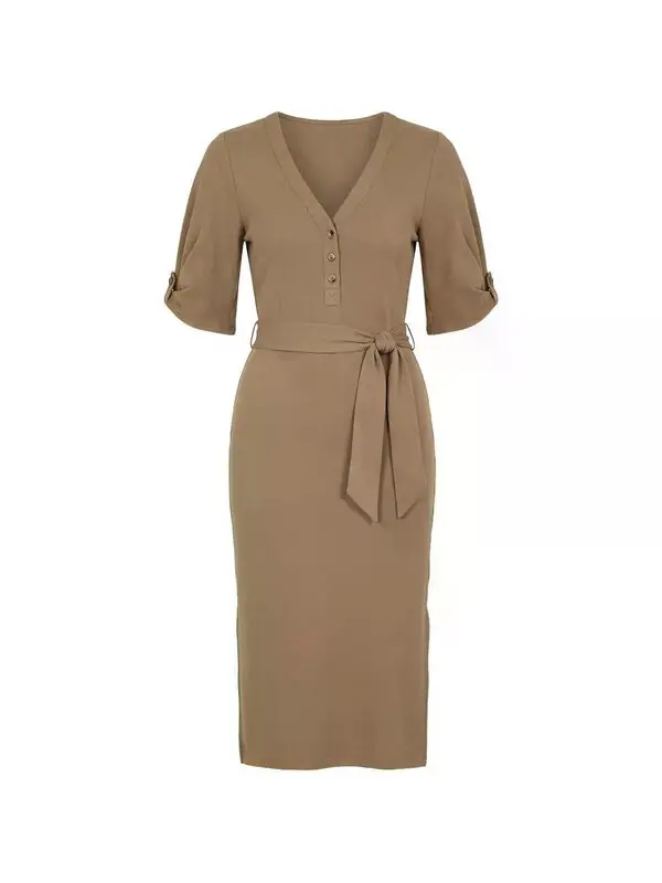 Ralph Lauren Puff-sleeve Belted Dress - Neutrals