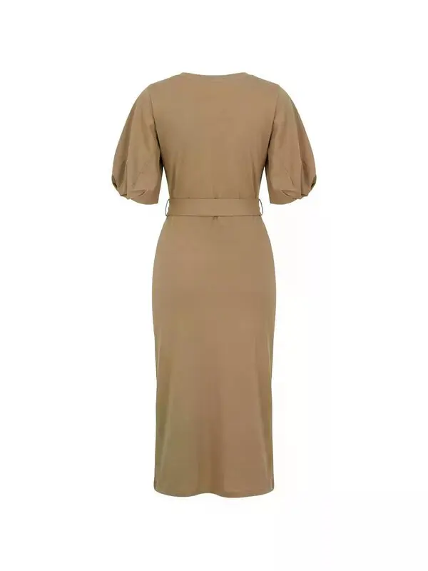 Ralph Lauren Belted Puff-sleeve Dress