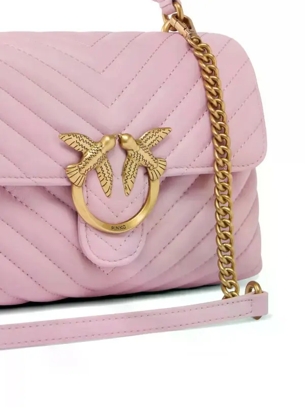 Pinko Mini Lady Love Chevron-pattern Nappa Leather Tote Bag - Pink