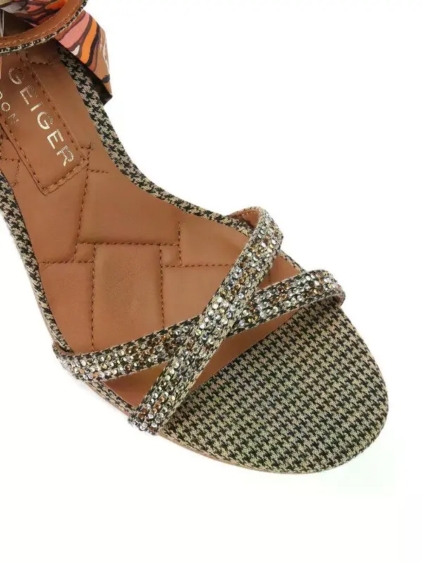 Kurt Geiger Houndstooth Crystal Embellished Sandals