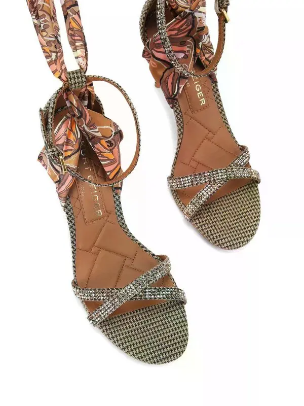 Kurt Geiger Houndstooth Crystal Embellished Sandals