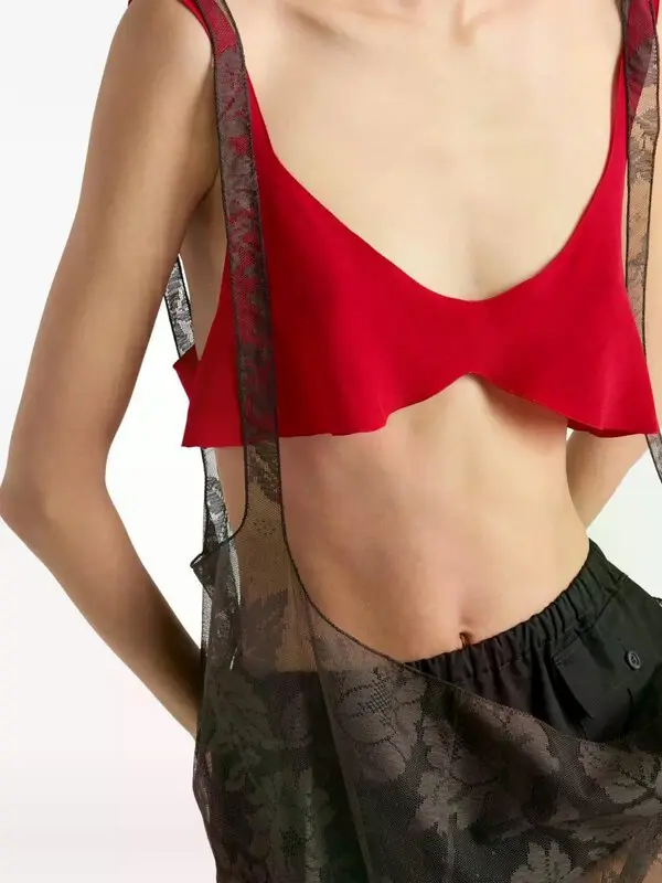 Prada Crepe De Chine Deconstructed Top - Red