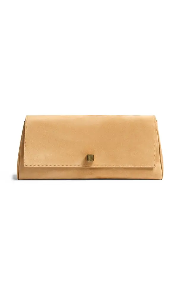 Khaite Audrey Cashmere Suede Clutch - Taupe