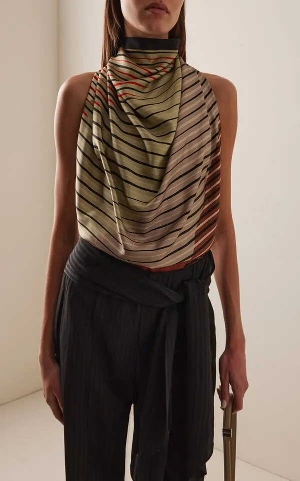 KALLMEYER Fluted Silk-twill Scarf Top