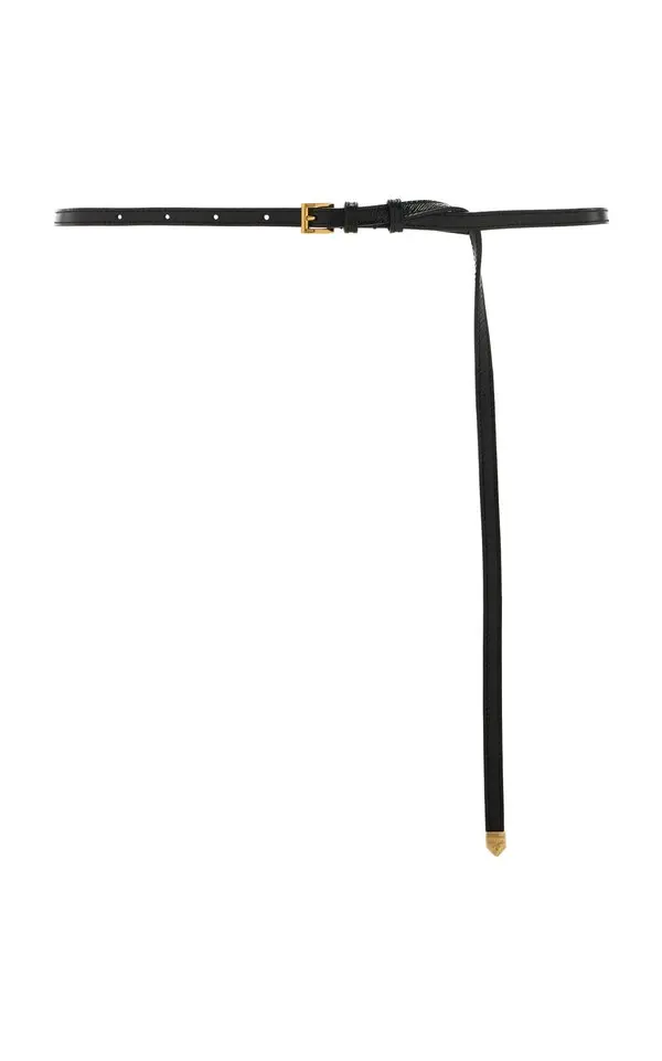 Prada Skinny Saffiano Leather Belt - Black