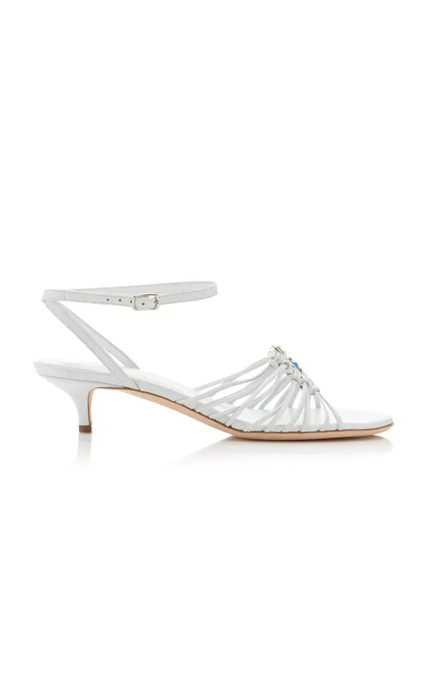Christopher Esber Bezel Quartz Micro Heel Sandals - White
