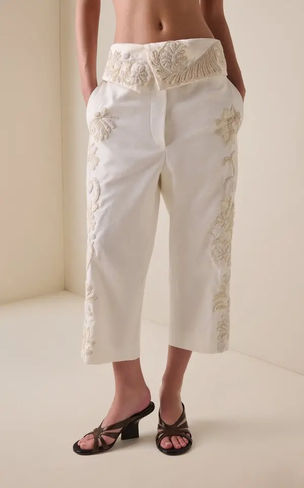 Dries Van Noten Embroidered Capri Pants