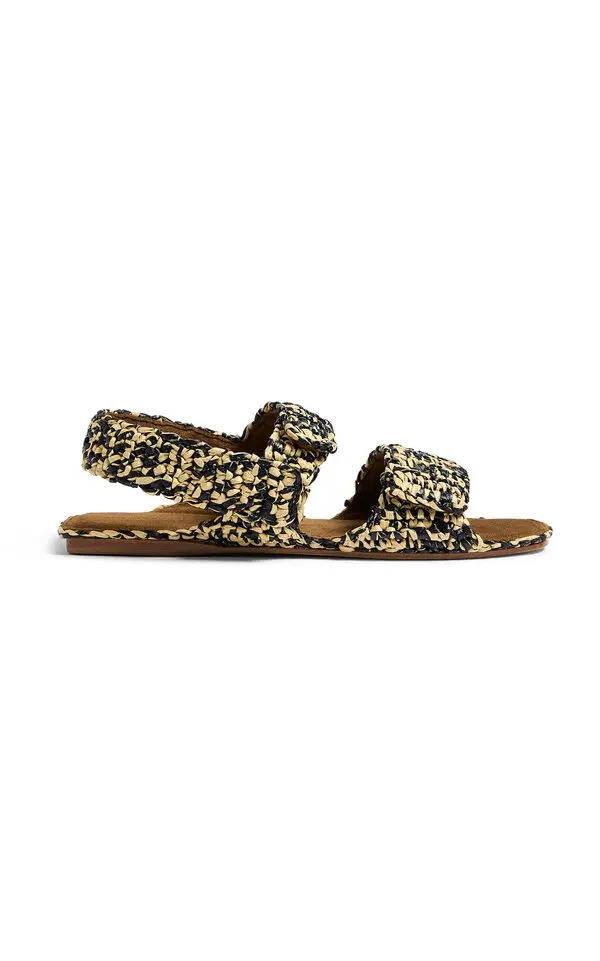 Khaite Boden Raffia Sandals - Black,white