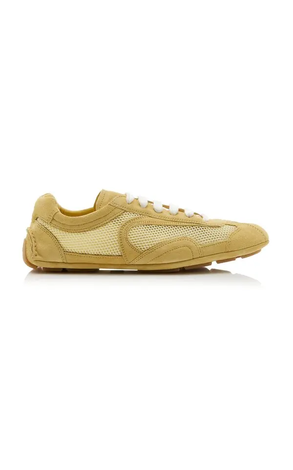Prada Montecarlo Re-edition 2005 Suede-trimmed Mesh Sneakers - Yellow