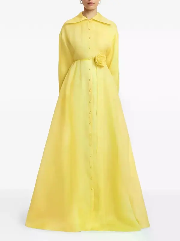 LEO LIN Josephine Flower-belt Maxi Dress - Yellow