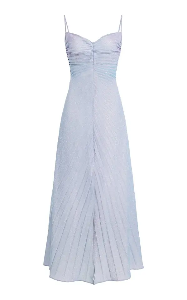 GEORGIA HARDINGE Relic Pleated Metallic-jersey Midi Dress - Blue
