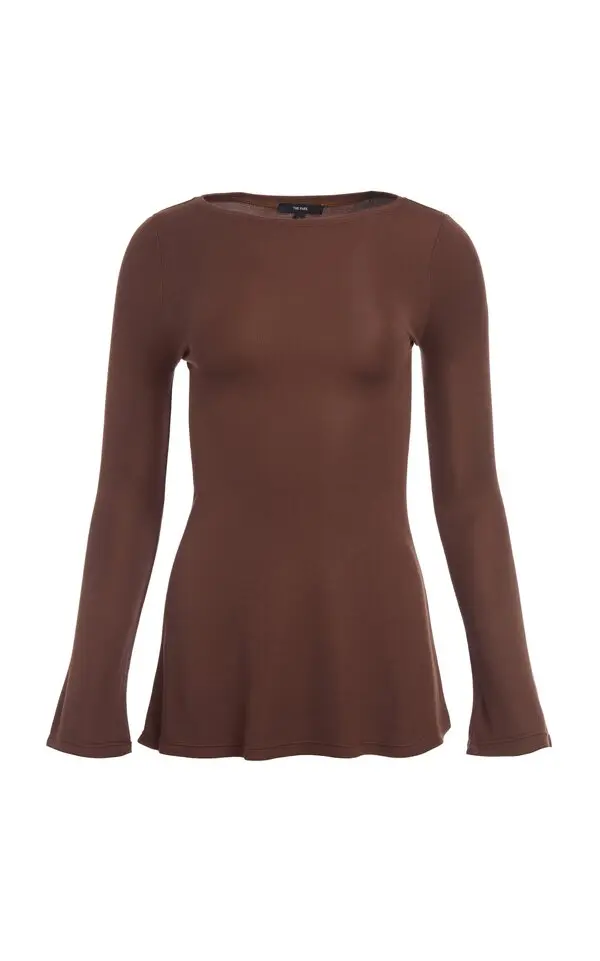 THE PARK Evelyn Funnel Sleeve Top - Brown