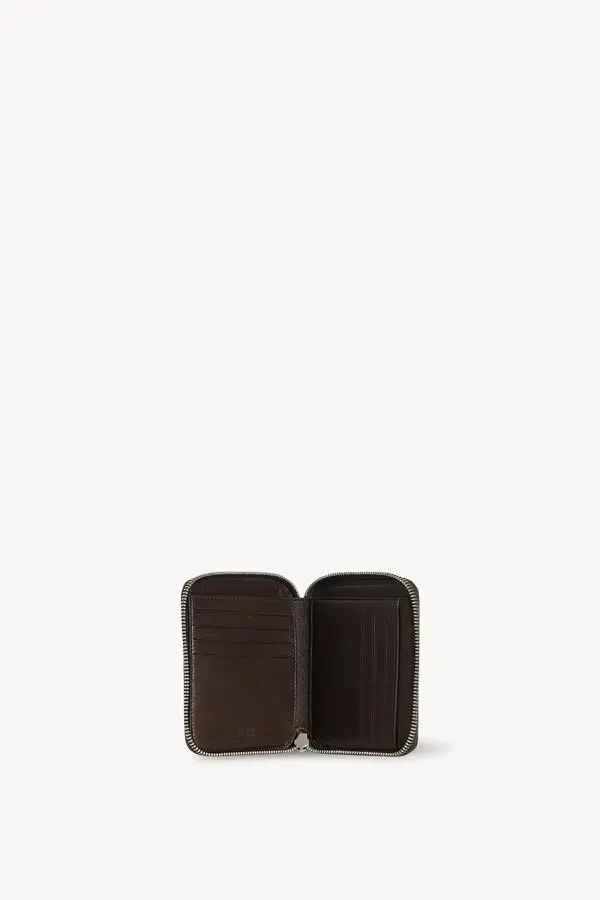THE ROW Small Zip Wallet - Dark Brown