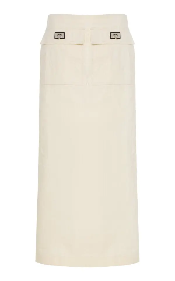 FERRAGAMO Coated Linen Maxi Skirt
