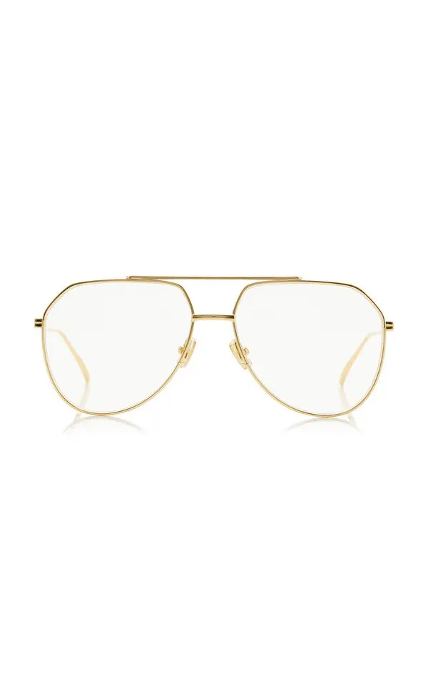 Bottega Veneta Aviator-frame Metal Glasses - Gold
