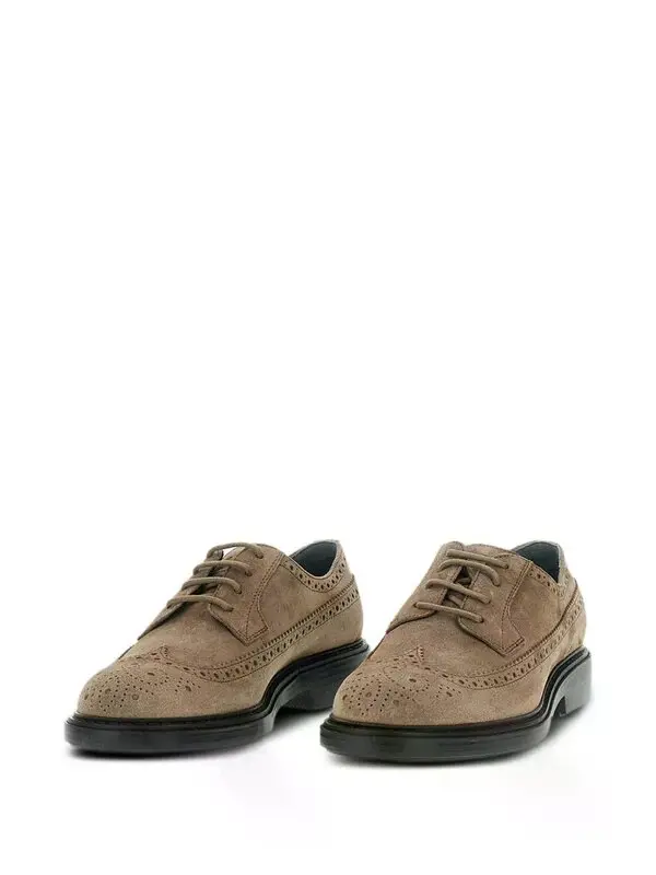 Hogan Perforated Suede Oxford Shoes - Neutrals