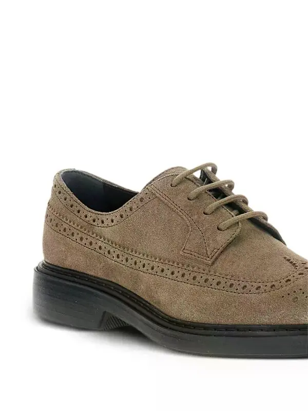 Hogan Perforated Suede Oxford Shoes - Neutrals