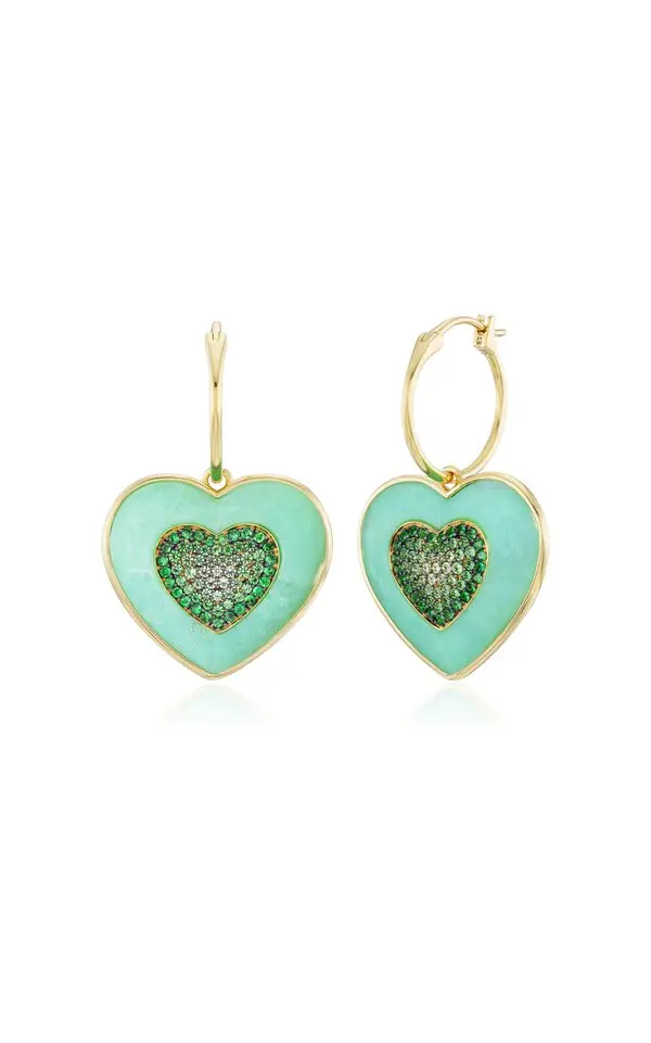 EMILY P. WHEELER Rock Heart 18k Yellow Gold -stone Earrings - Green