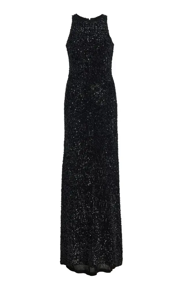 Adam Lippes Taylor Sequined Knitted Dress - Black
