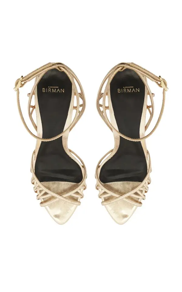 ALEXANDRE BIRMAN Solene Leather Sandals - Gold