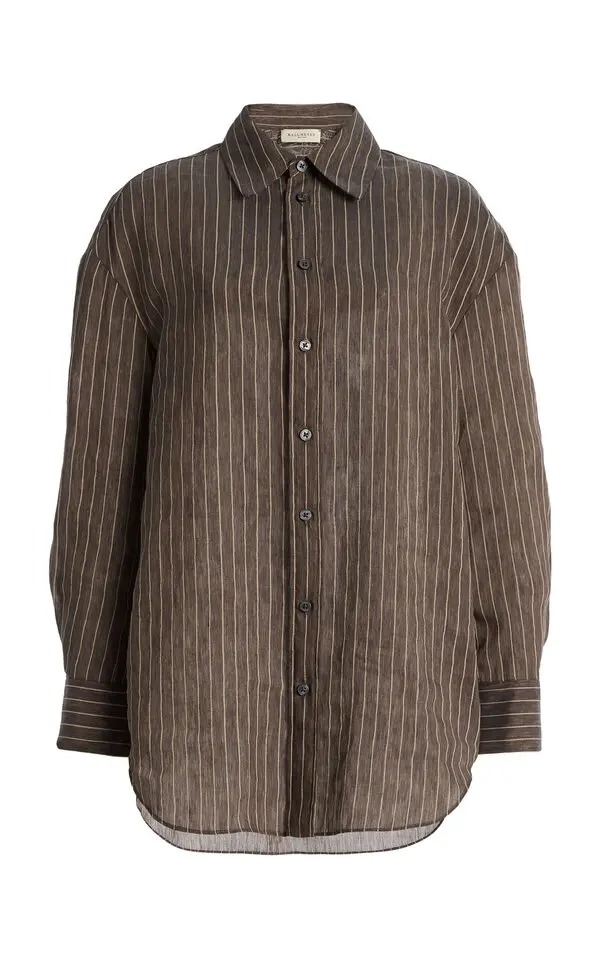 KALLMEYER Dani Pinstriped Linen-blend Shirt - Grey