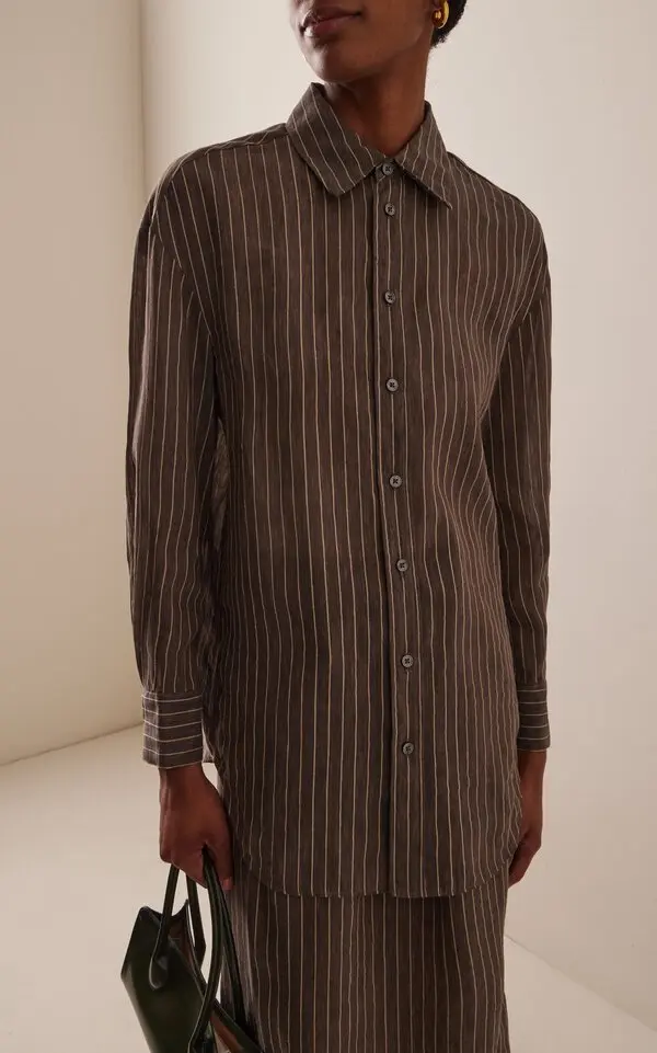 KALLMEYER Dani Pinstriped Linen-blend Shirt