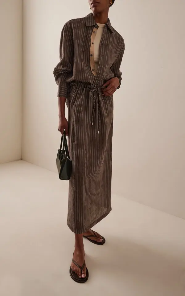 KALLMEYER Dani Pinstriped Linen-blend Shirt