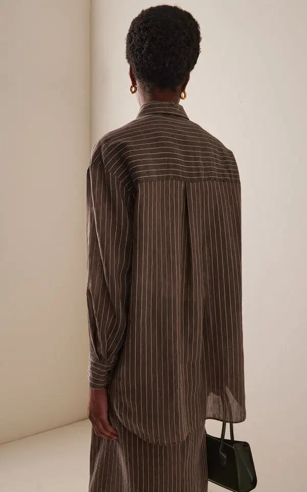 KALLMEYER Dani Pinstriped Linen-blend Shirt