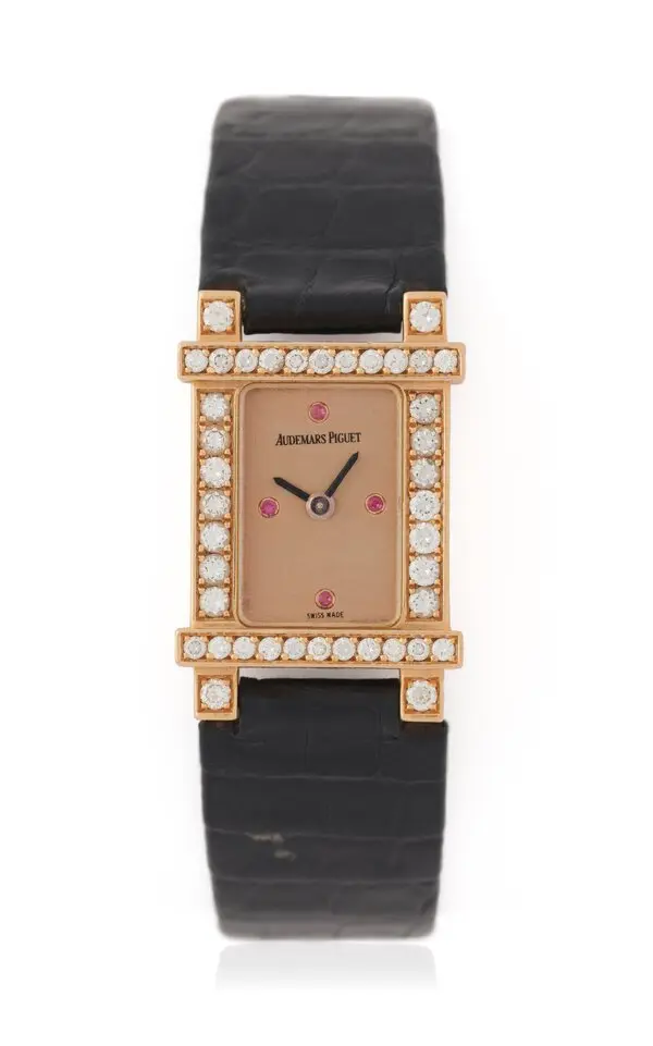 STEPHANIE WINDSOR Rare Vintage Audemars Piguet 18k Rose Gold And Diamonds And Ruby Watch - Pink
