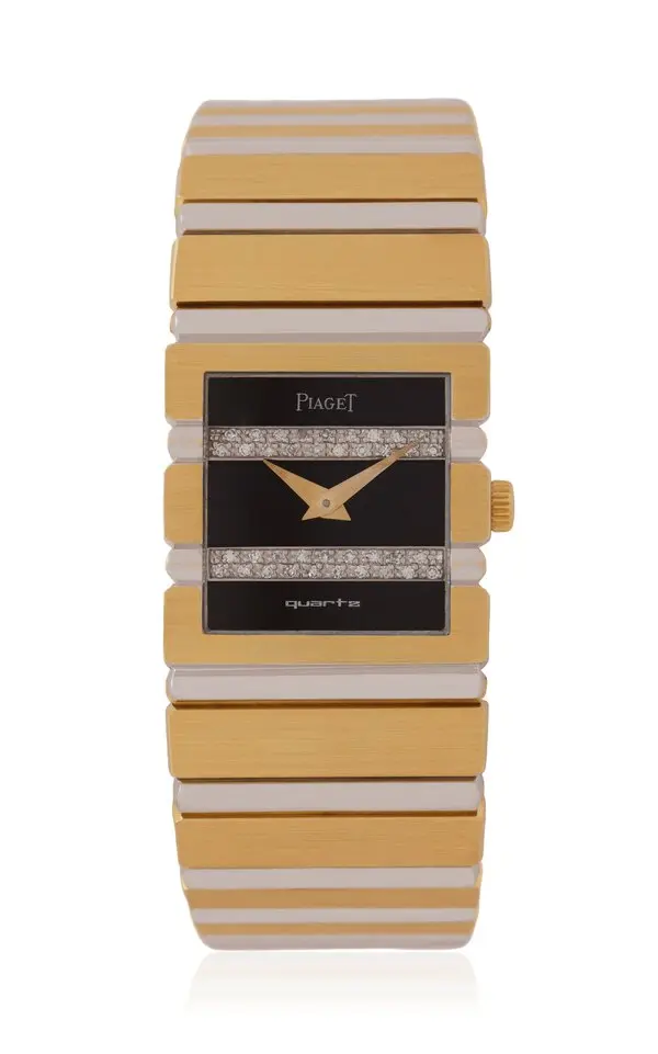 STEPHANIE WINDSOR Rare Vintage Piaget Polo 18k Yellow And White And Onyx And Diamond Watch - Gold