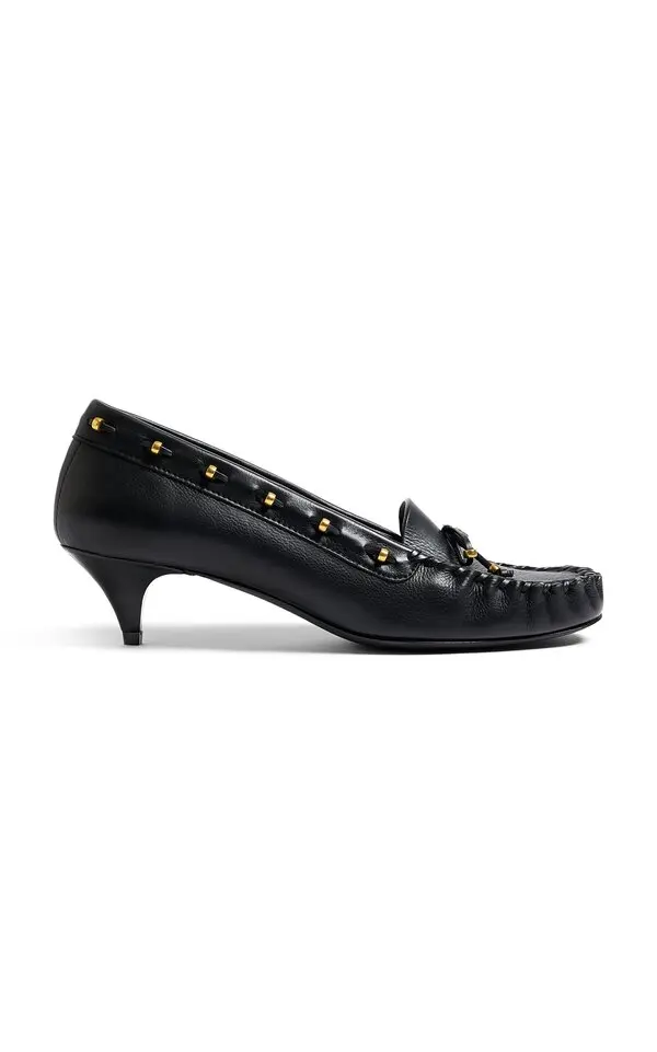 Khaite Milly Leather Moccasin Pumps - Black