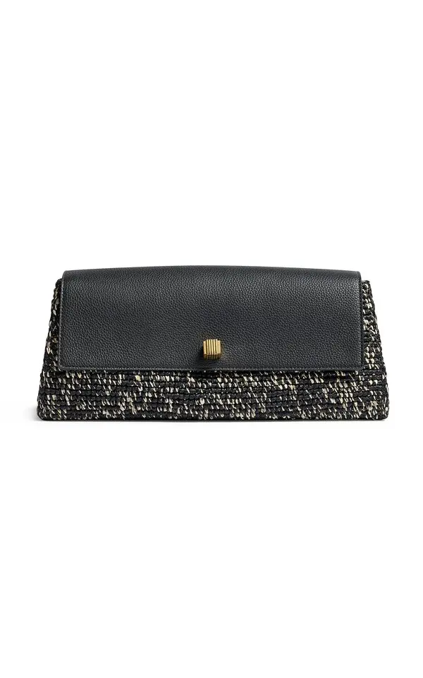 Khaite Audrey Raffia Clutch - Black/white