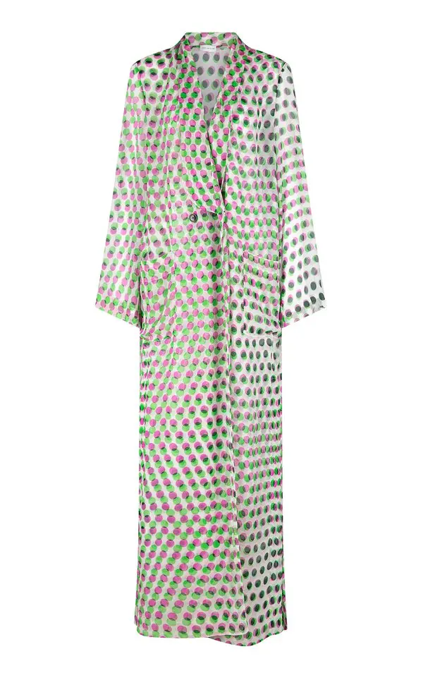 Dries Van Noten Covy Bis Polka Dot Silk Creponne Maxi Shirt