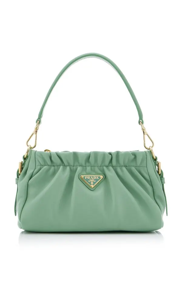Prada Leather Top Handle Bag - Blue