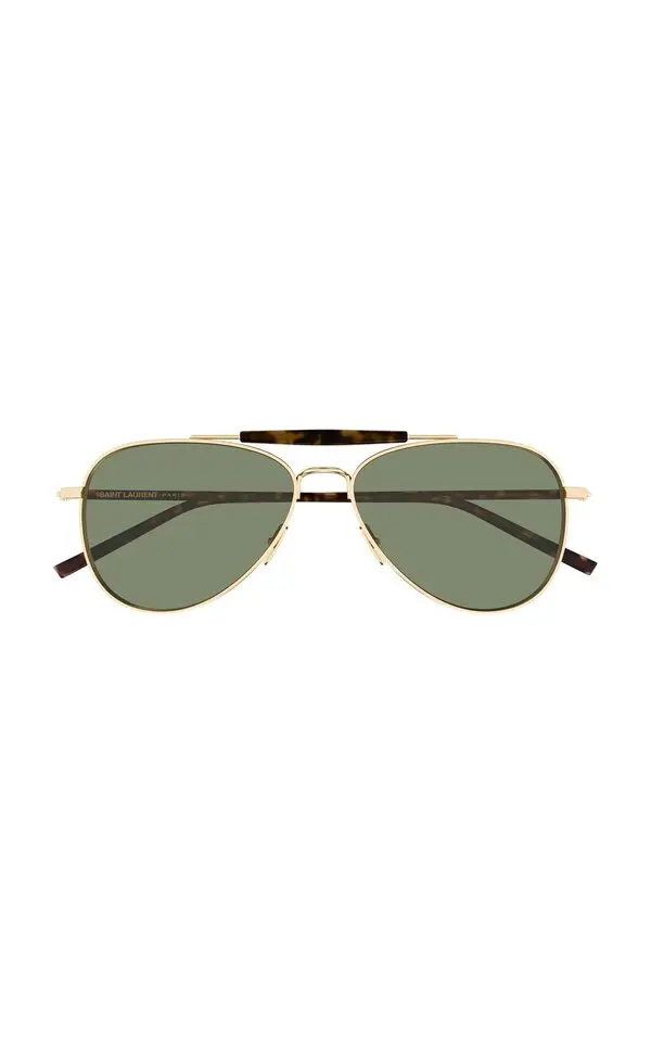 Saint Laurent Aviator-frame Metal Sunglasses - Gold
