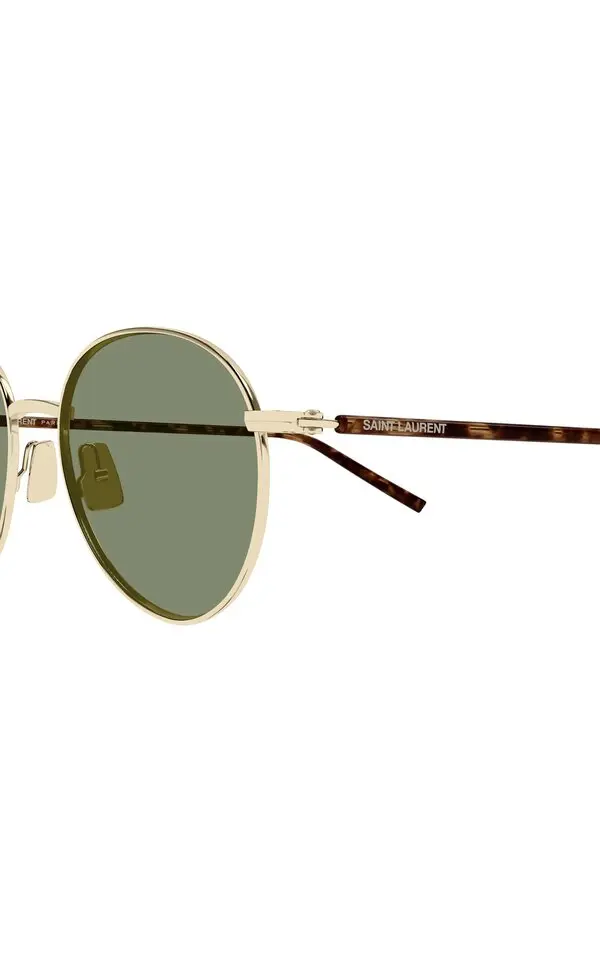 Saint Laurent Round Frame Metal Sunglasses - Gold