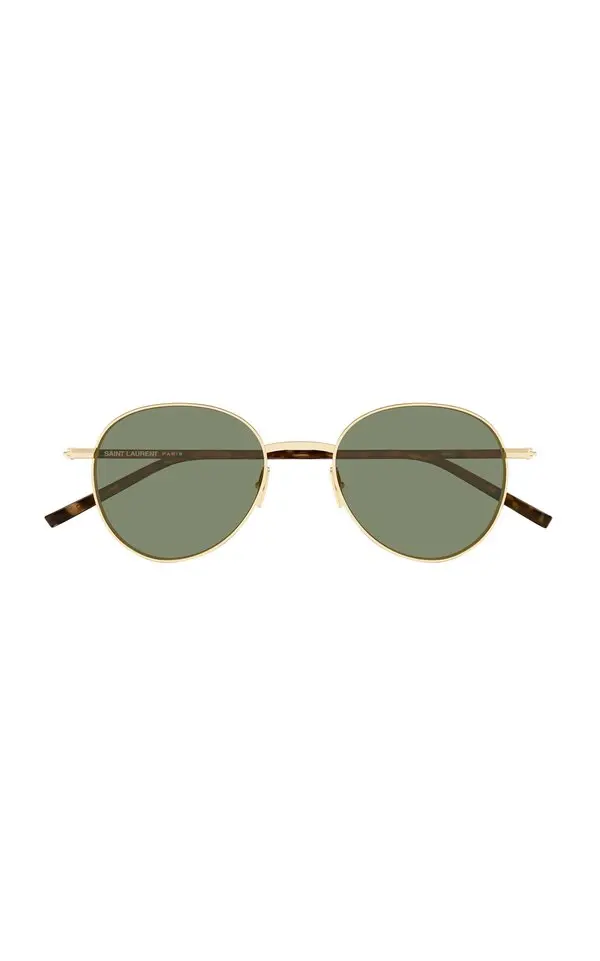 Saint Laurent Round Frame Metal Sunglasses - Gold