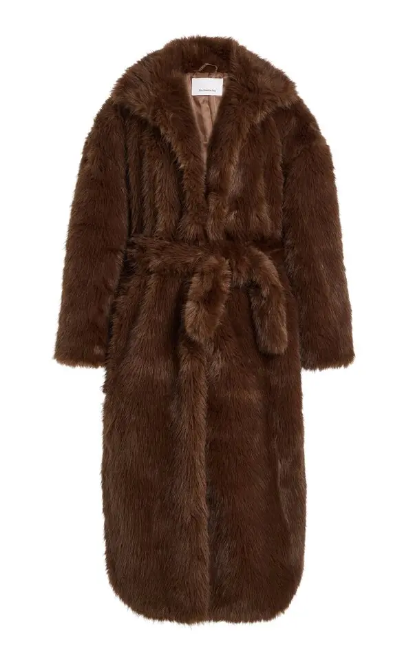 THE FRANKIE SHOP Ravello Faux Fur Robe Coat - Brown