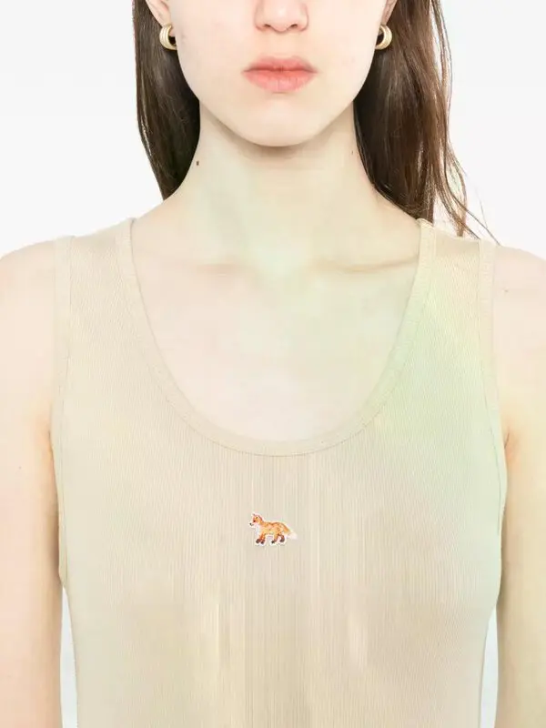 Maison Kitsuné Logo-embroidered Ribbed Tank Dress