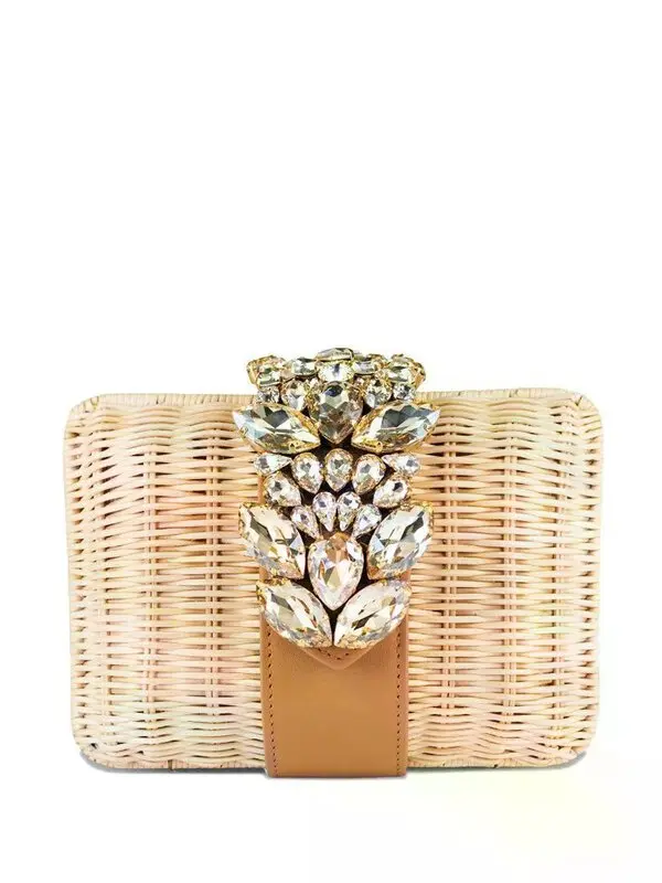 GEDEBE Capri Crystal-embellished Clutch Bag - Neutrals