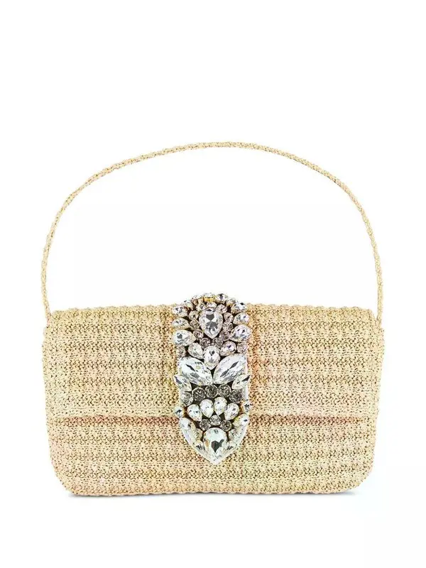GEDEBE Habibi Crystal-embellished Shoulder Bag - Neutrals