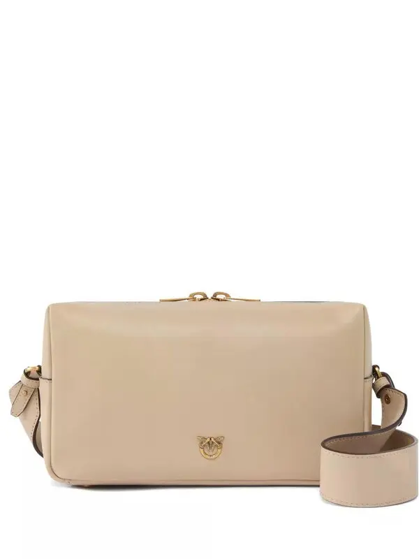 Pinko Horizontal Zip-fastening Leather Shoulder Bag - Neutrals