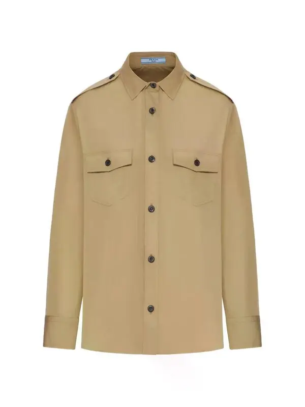 Prada Button Poplin Shirt - Neutrals